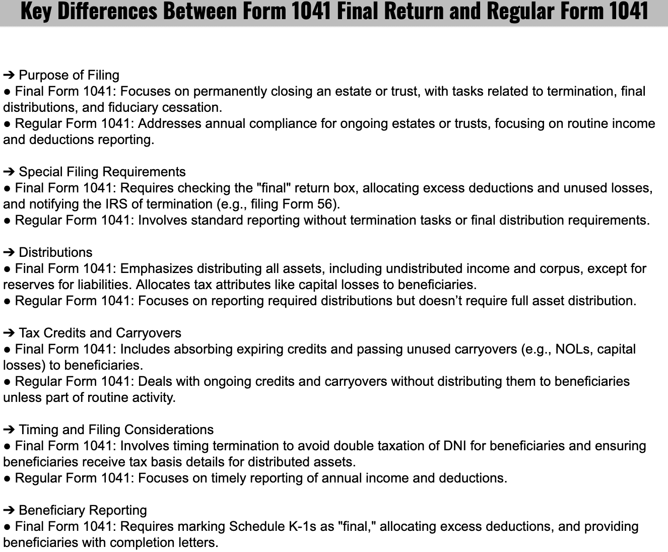 Form 1041 FINAL Return Preparation Checklist for Estates and Trusts ...